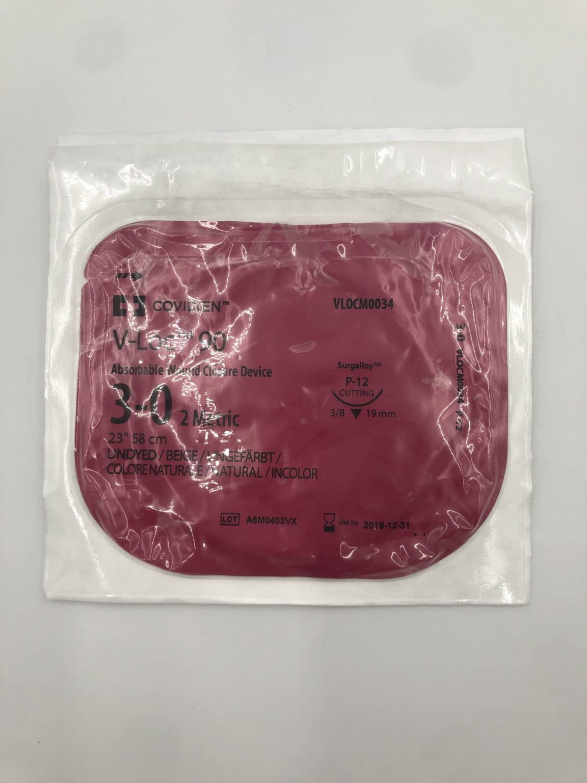 COVIDIEN VL0CM0034 V-Loc 90 Absorbable Wound Closure Device 3-0 Undyed ...