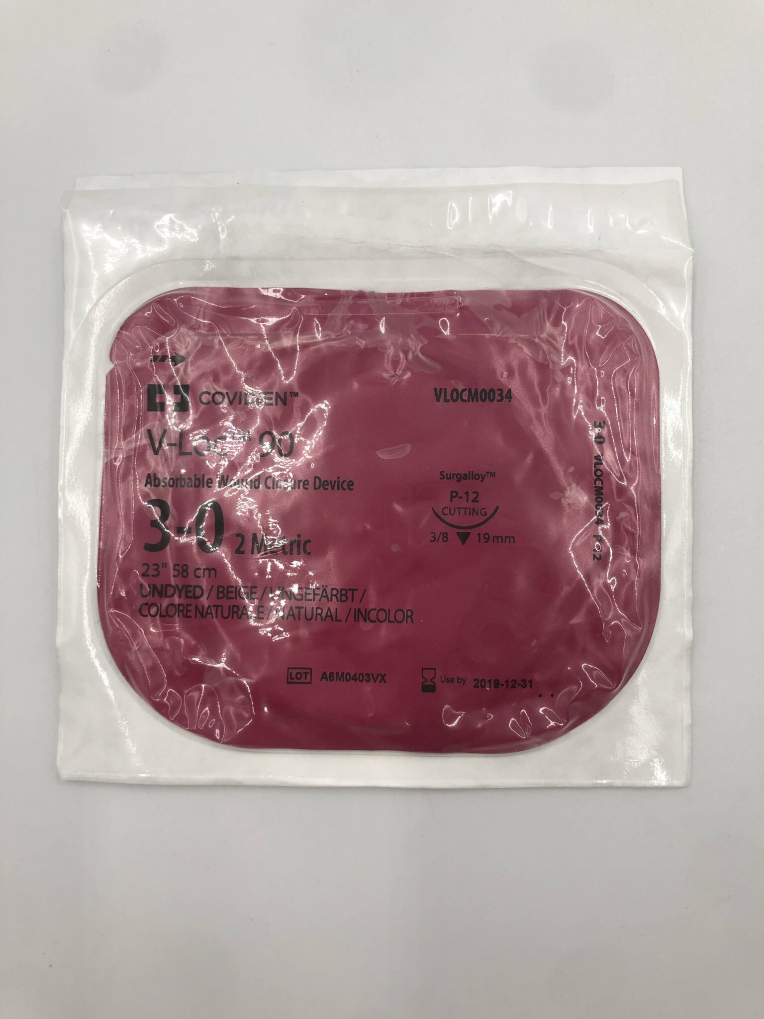 COVIDIEN VL0CM0034 V-Loc 90 Absorbable Wound Closure Device 3-0 Undyed ...