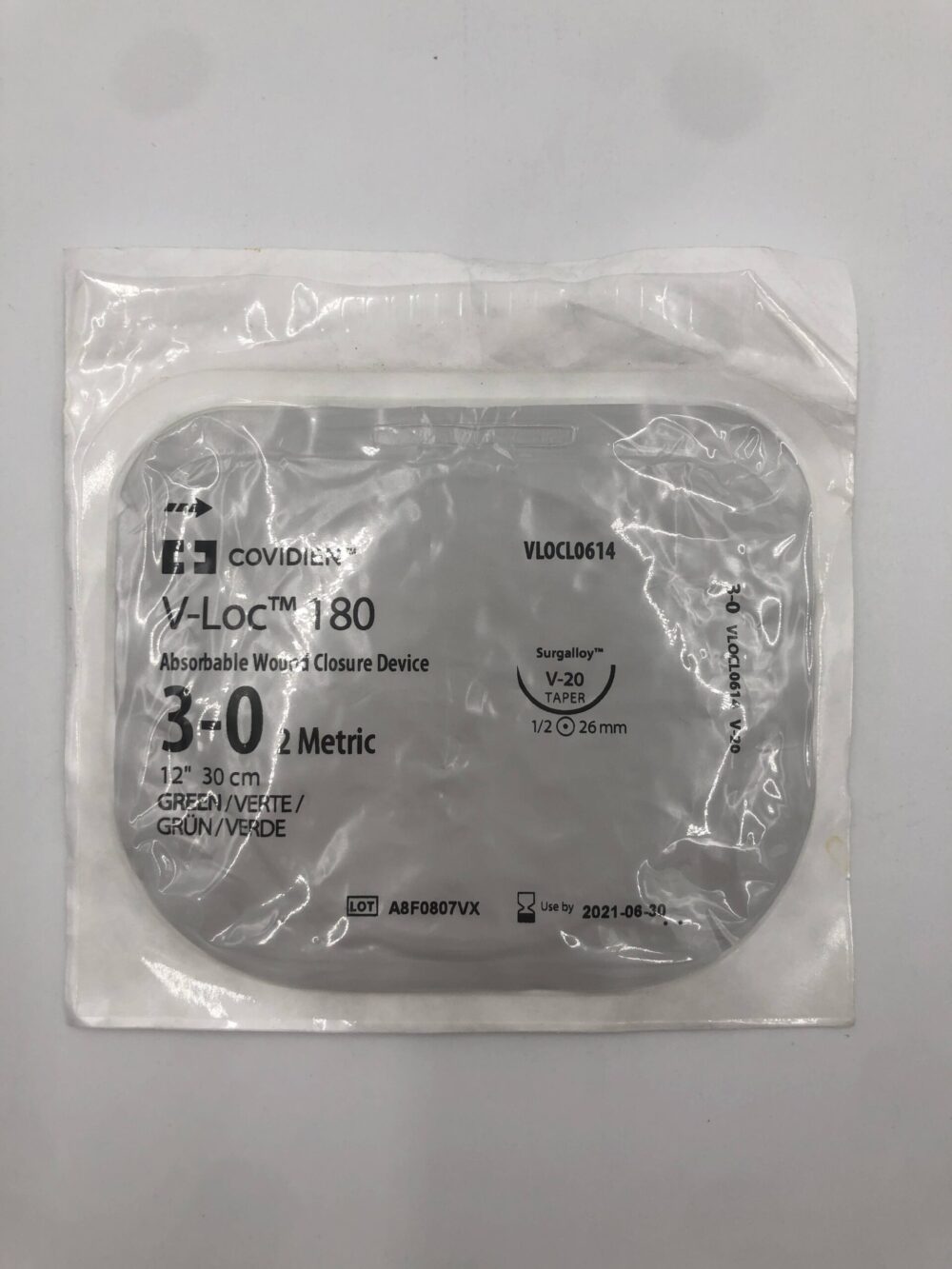 COVIDIEN VL0CL0614 V-Loc 180 Absorbable Wound Closure Device 3-0 Green ...