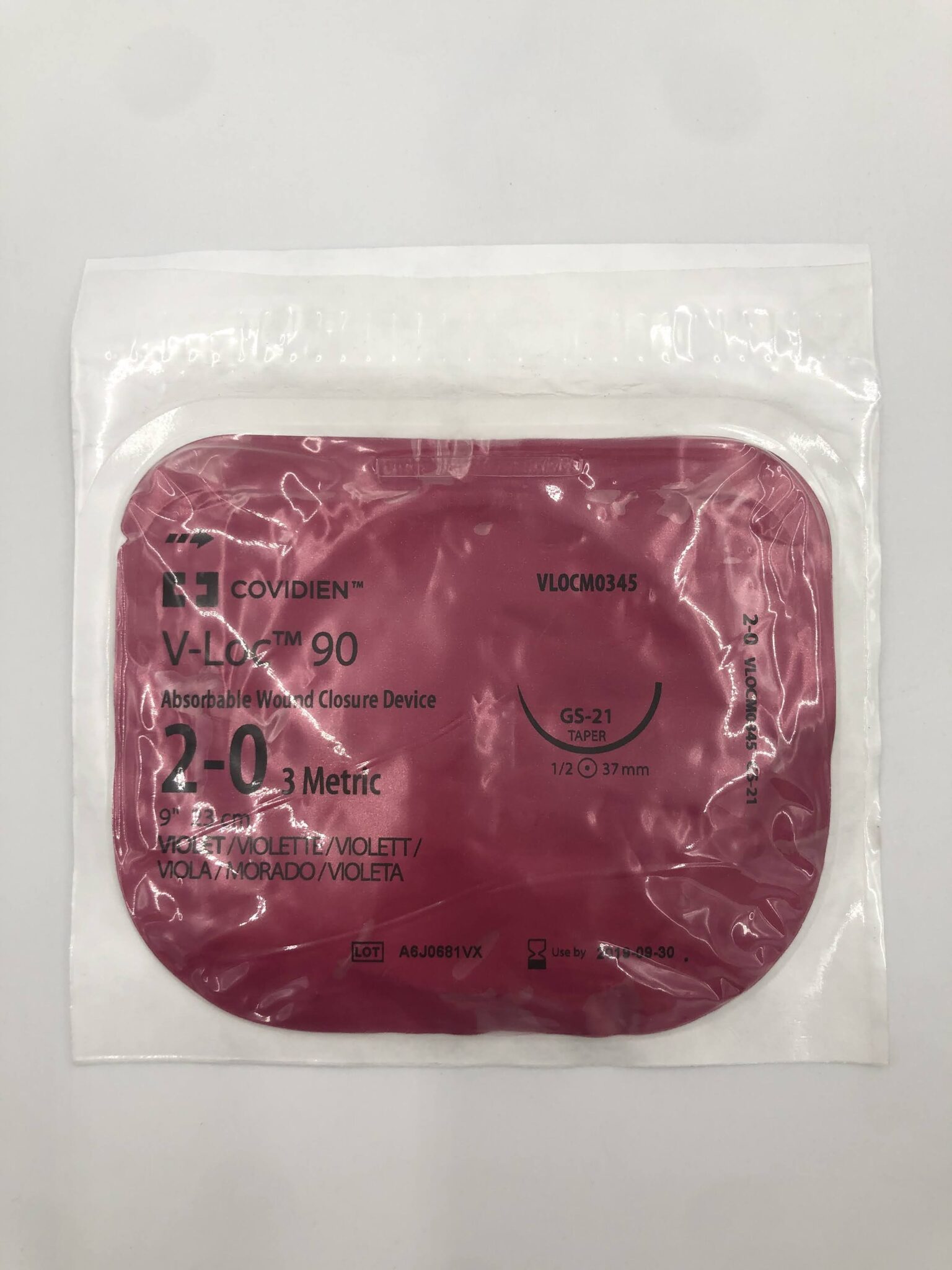 COVIDIEN VL0CM0345 V-Loc 90 Absorbable Wound Closure Device 2-0, Violet ...