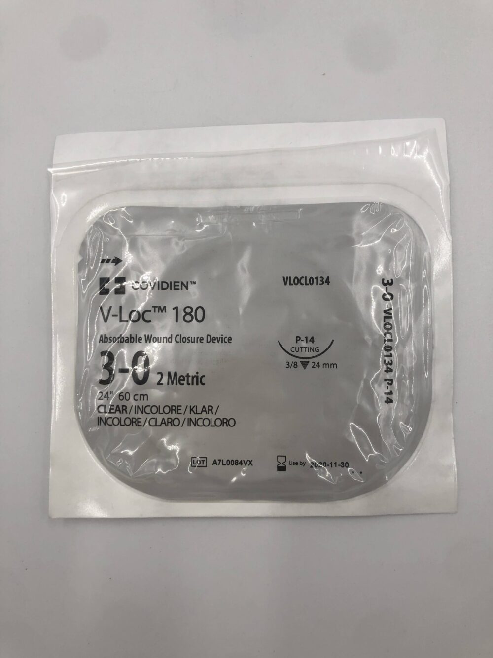 COVIDIEN VL0CL0134 V-Loc 180 Absorbable Wound closure Device 3-0 Clear ...