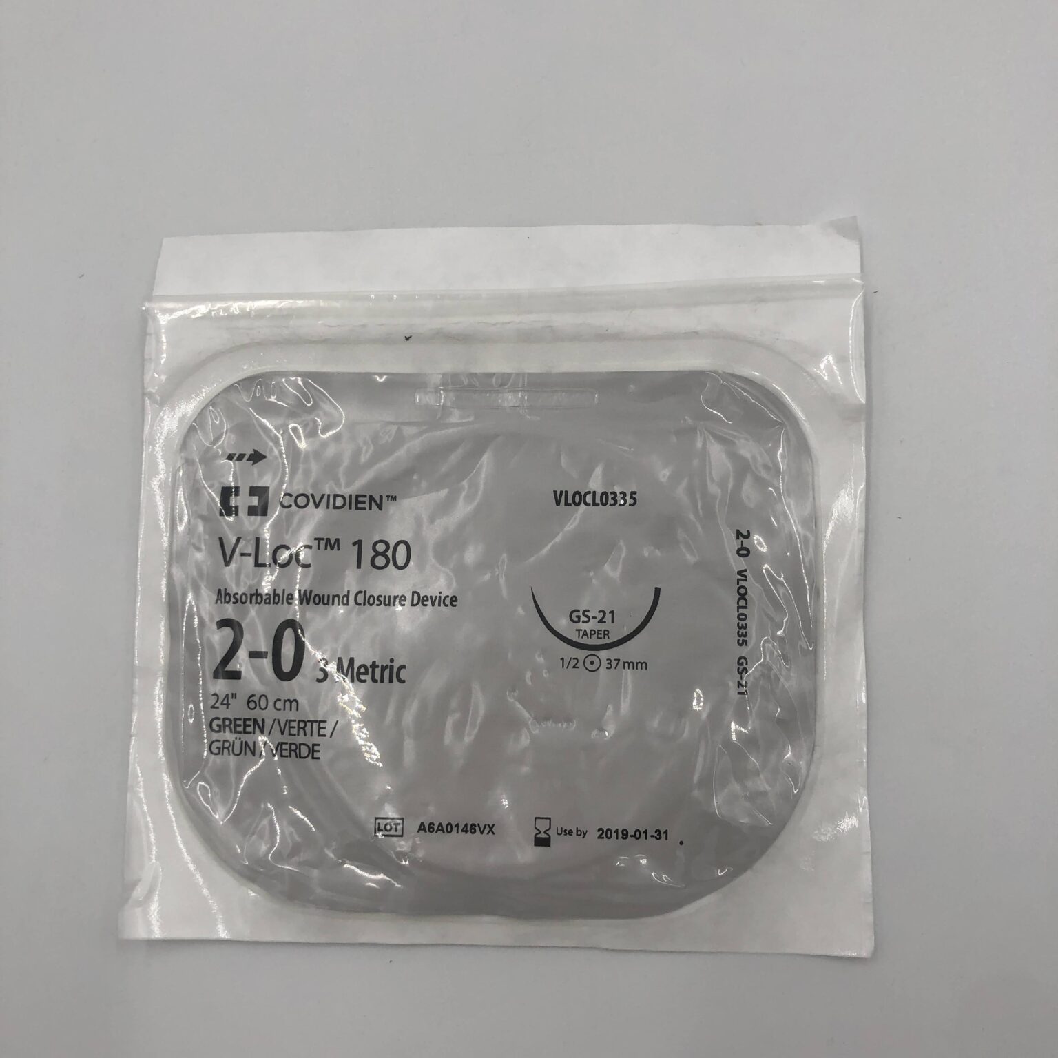 COVIDIEN VL0CL0335 V-Loc 180 Absorbable Wound Closure Device 2-0 Green ...