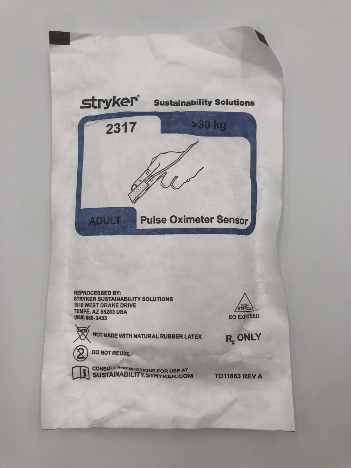 STRYKER 2317 Adult Pulse Oximeter Sensor >30kg (Reprocessed Stryker ...