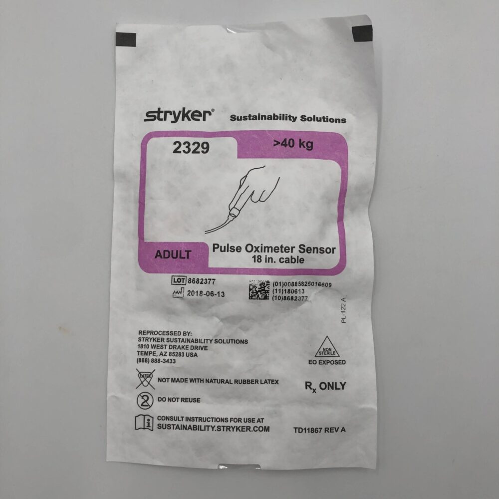 STRYKER 2329 Adult Pulse Oximeter Sensor 18in Cable, >40kg (Reprocessed ...
