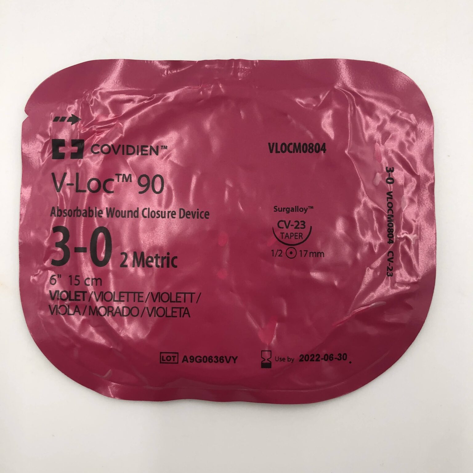 COVIDIEN VL0CM0804 V-Loc 90 Absorbable Wound Closure Device 3-0 Violet ...