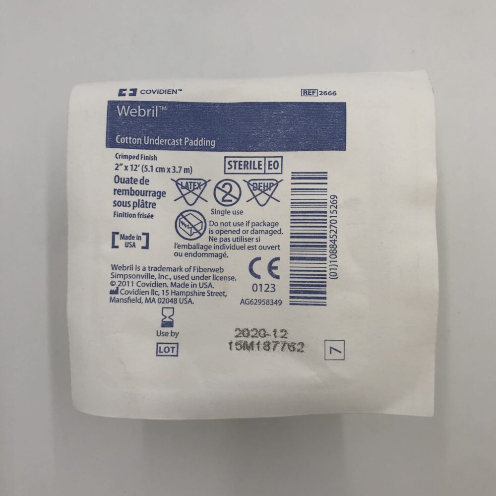 COVIDIEN 2666 Webril Cotton Undercast Padding 2in x 12ft. (X) - GB TECH USA