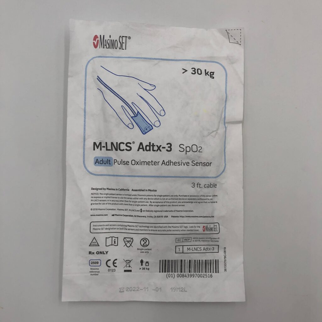 MASIMO 2509 M-LNCS Adtx-3 SpO2 Adult Pulse Oximeter Adhesive Sensor 3ft ...