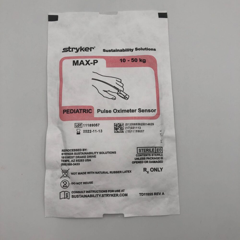 STRYKER MAX-P Pediatric Pulse Oximeter Sensor 10-50kg (Reprocessed ...