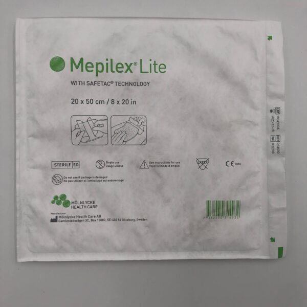 MOLNLYCKE 284599 Mepilex Lite Absorbent Soft Silicone Dressing 8x20in ...