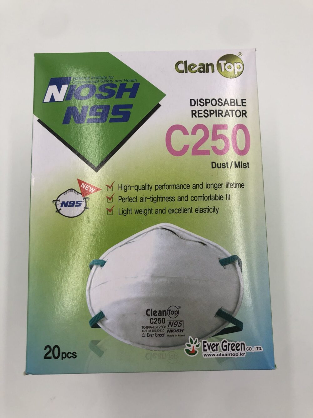 CLEAN TOP C250 Disposable Respirator NIOSH N95 Dust/Mist (20/Bx) - GB ...