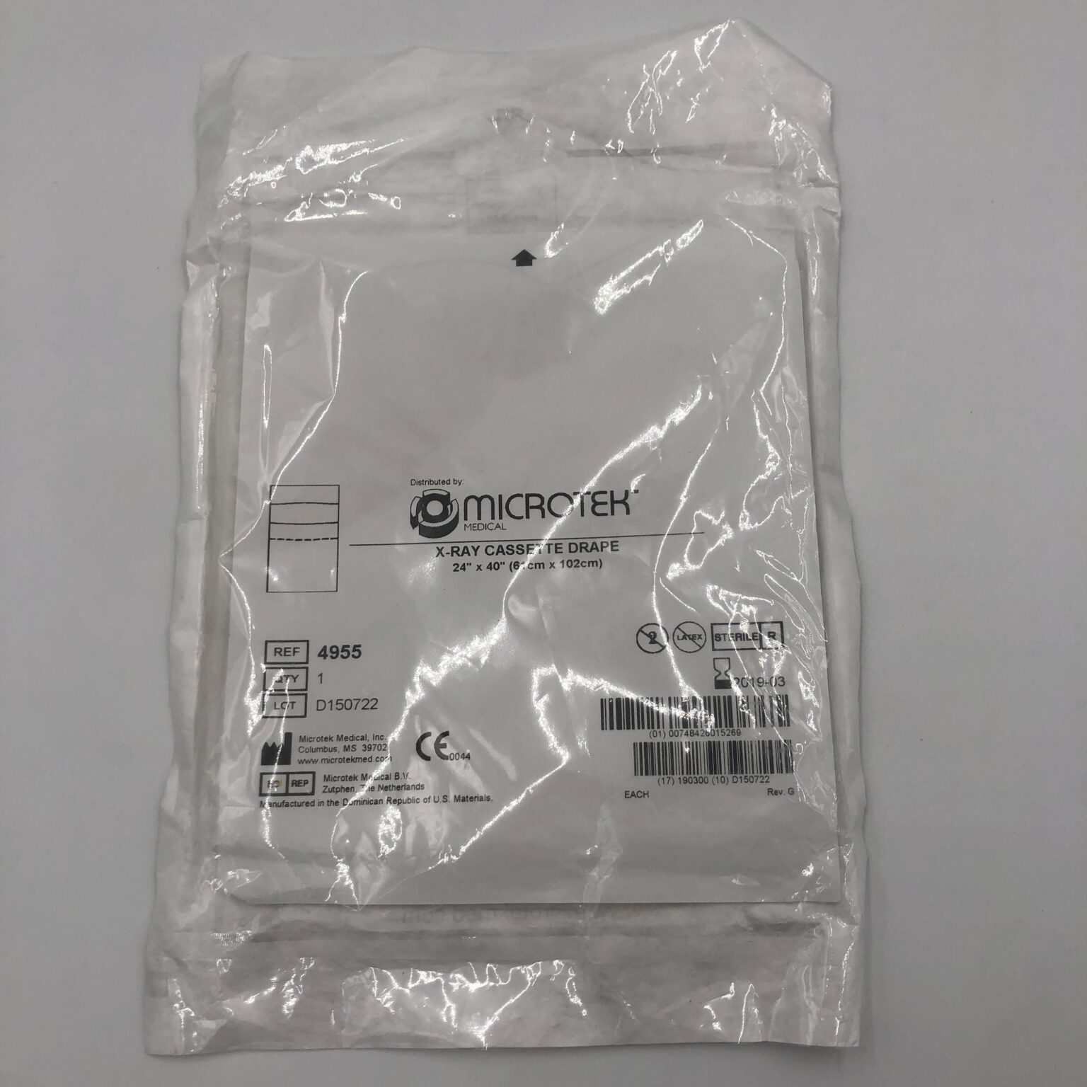 MICROTEK MEDICAL 4955 X-Ray Cassette Drape 24"x40" (61cm x 102cm) (X ...