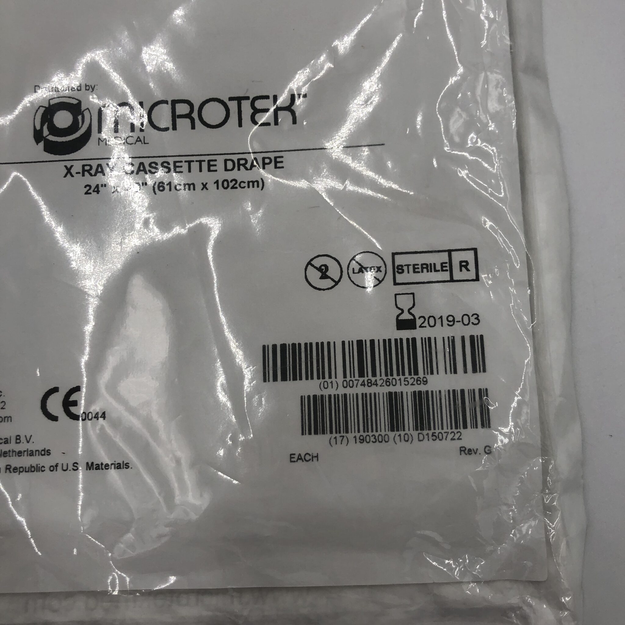 MICROTEK MEDICAL 4955 X-Ray Cassette Drape 24"x40" (61cm x 102cm) (X ...