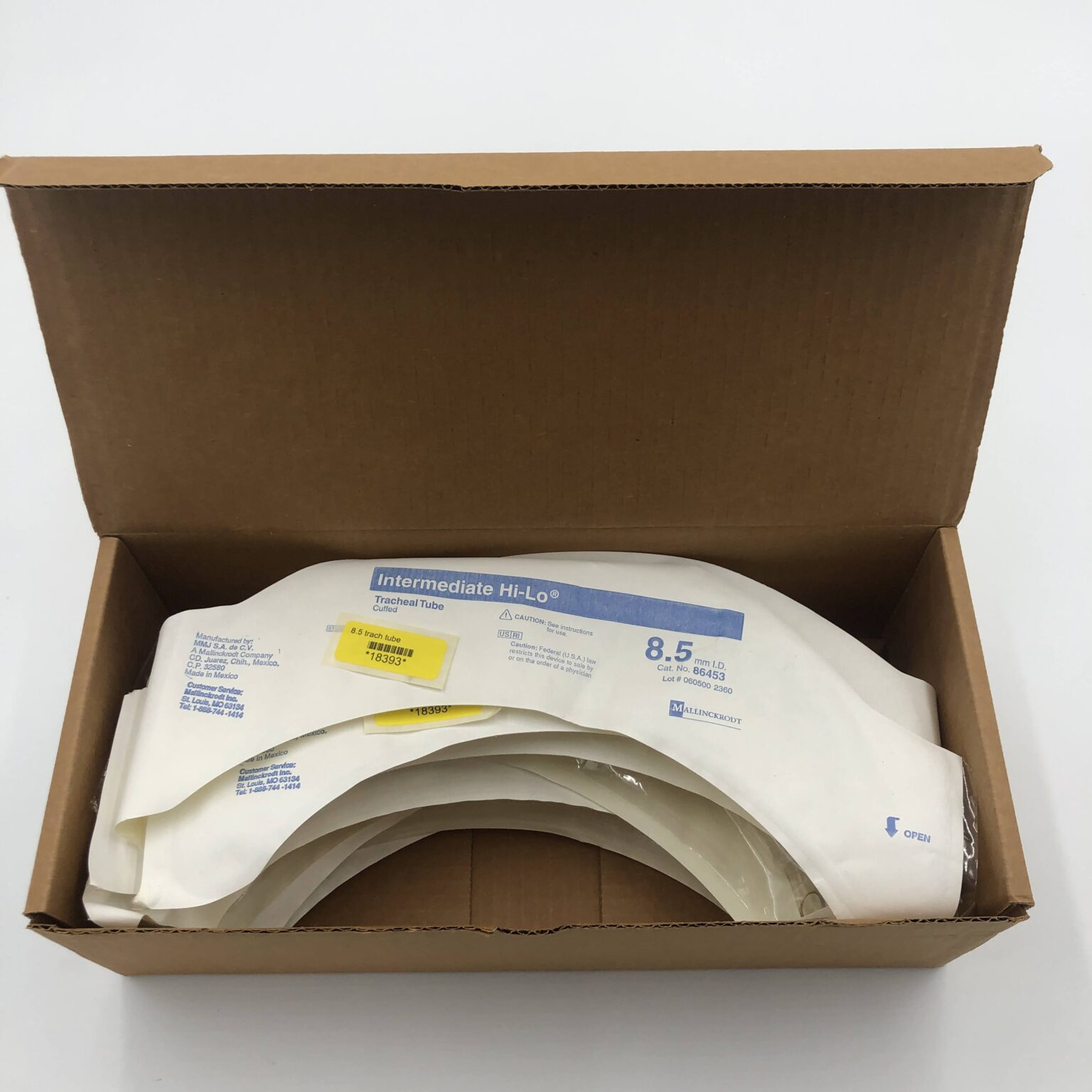 MALLINCKRODT 86453 Intermediate Hi-Lo Tracheal Tube Cuffed Size: 8.5mm ...