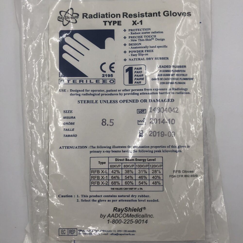 RAYSHIELD RFB X-1 Radiation Resistant Gloves, Size 8.5, Type X-1 (X ...