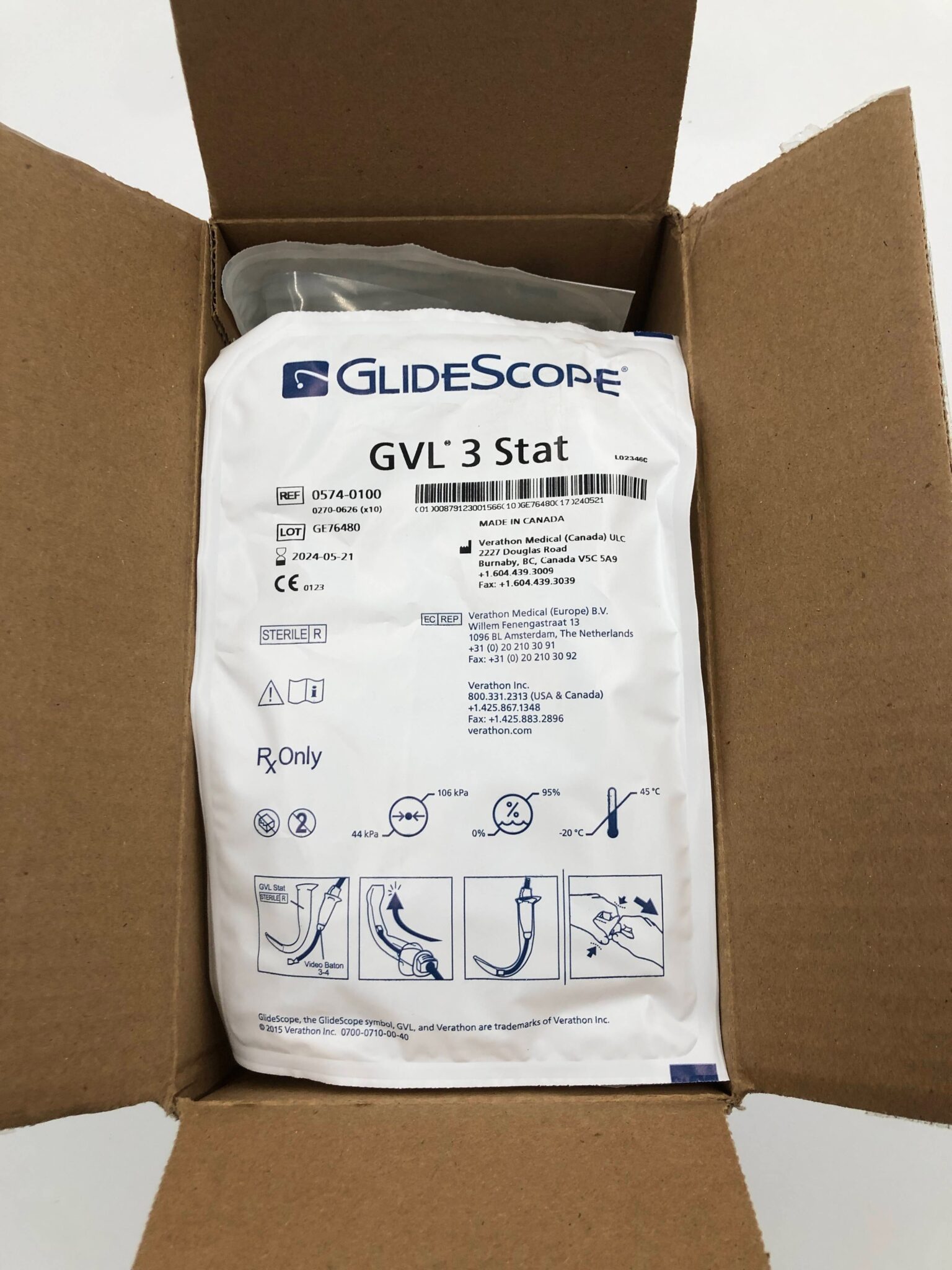 Verathon 0270-0626 GlideScope GVL 3 Stat (10/Box) – GB TECH USA