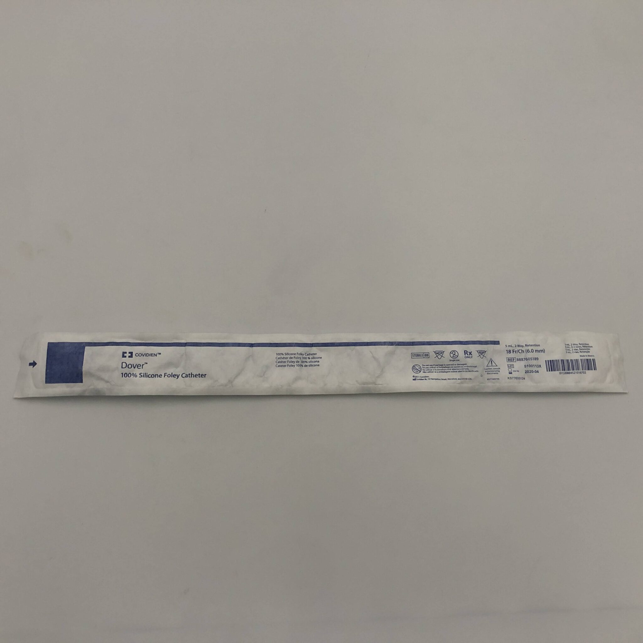 Covidien™ 8887605189 Dover™ 100% Silicone Foley Catheter 18Fr/Ch (6.0mm ...