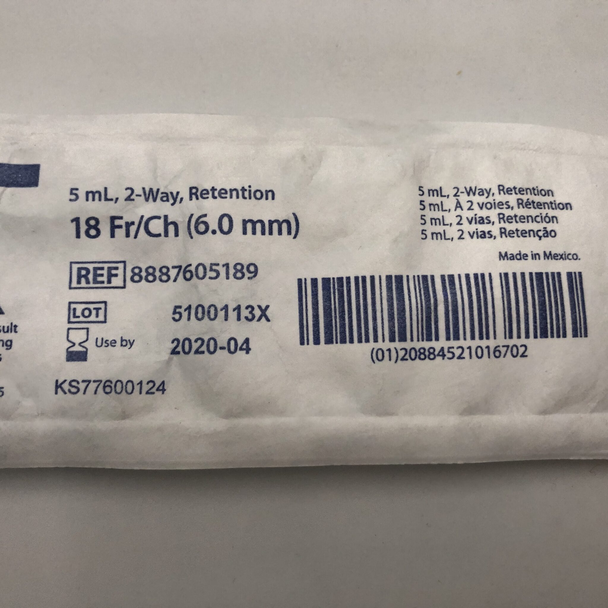 Covidien™ 8887605189 Dover™ 100% Silicone Foley Catheter 18Fr/Ch (6.0mm ...