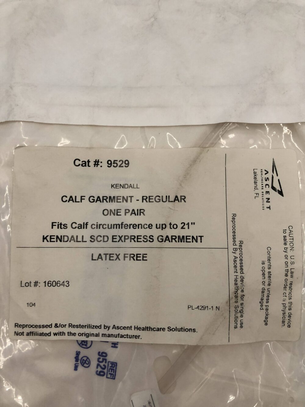 Tyco 9529 Reprocessed by Ascent/Stryker Kendall Calf Garment-Regular ...