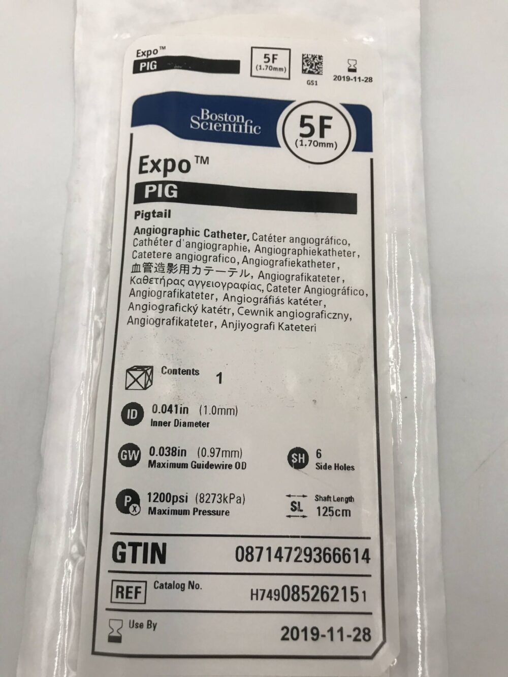 Boston Scientific 08526215 Expo PIG Pigtail Angiographic Catheter, 5F ...