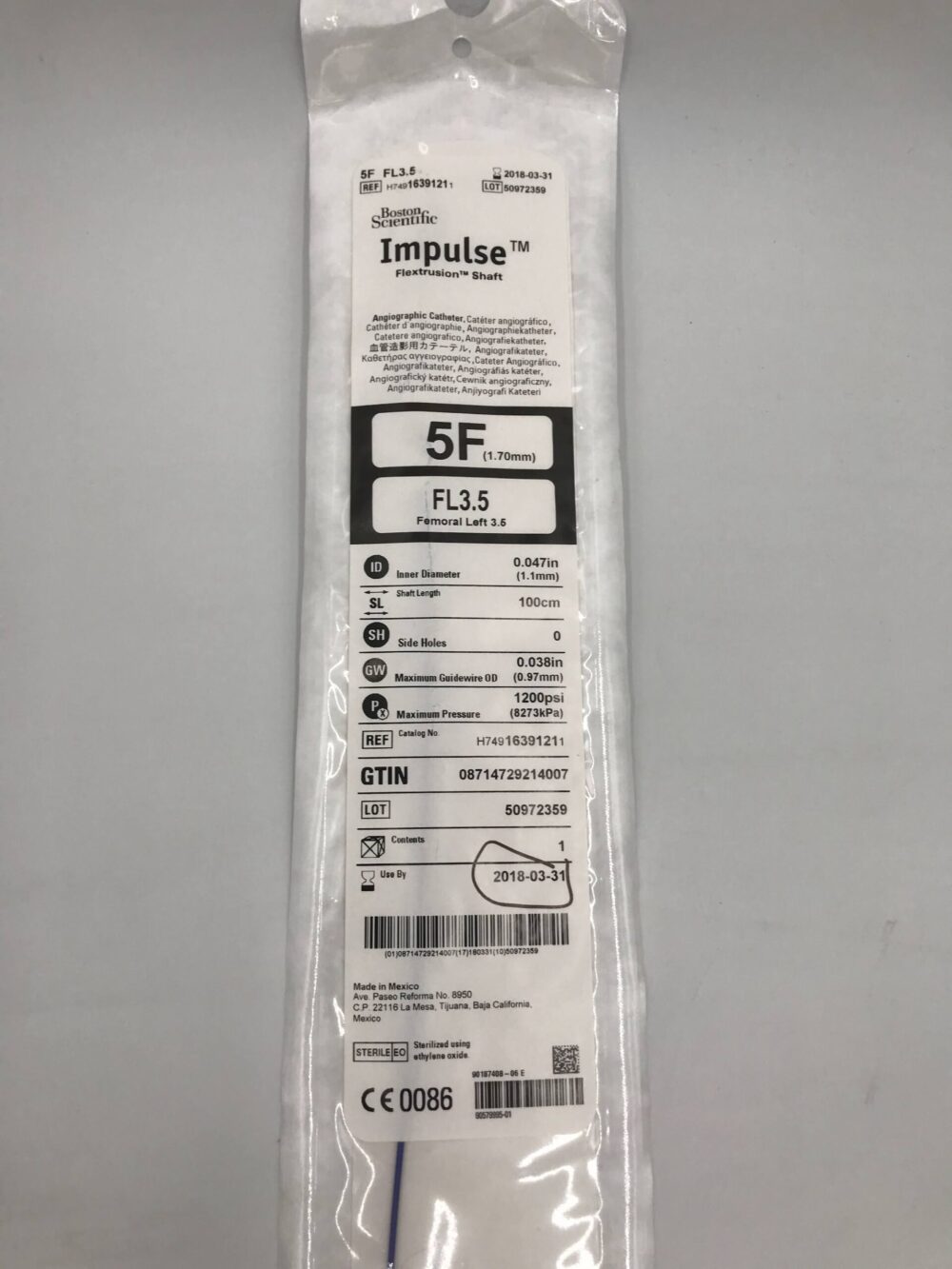 Boston Scientific 1639121 Impulse Femoral Left 3.5, Angiographic ...