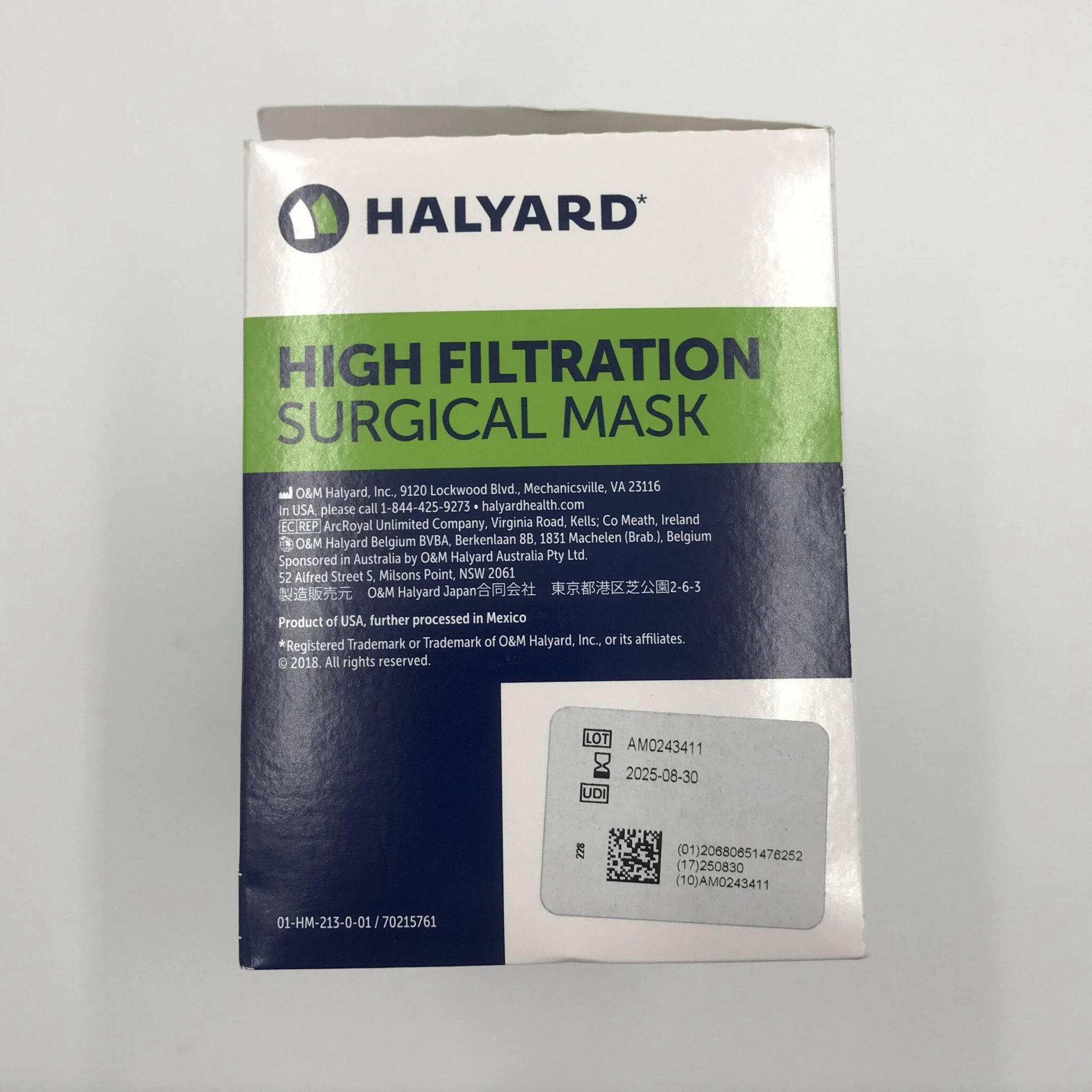 HALYARD 47625 High Filtration Surgical Mask, Silver (35/Box) - GB TECH USA