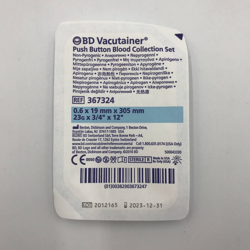 BD 367324 Vacutainer Push Button Blood Collection Set 23G – GB TECH USA