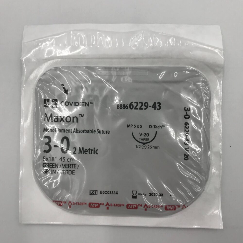 COVIDIEN 6229-43 Maxon Monofilament Absorbable Suture 3-0, Green (X ...