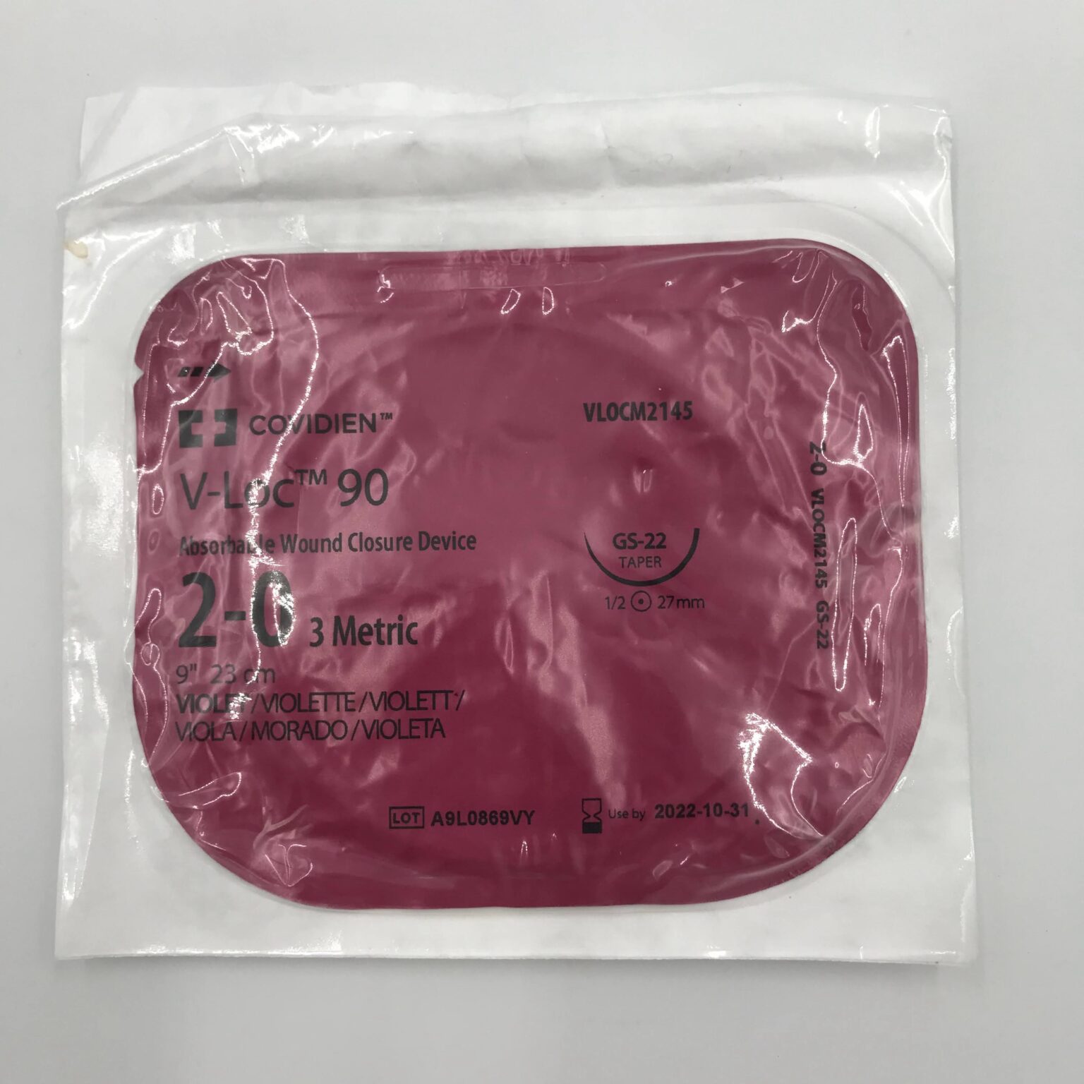 COVIDIEN VL0CM2145 V-Loc 90 Absorbable Wound Closure Device 2-0, Violet ...