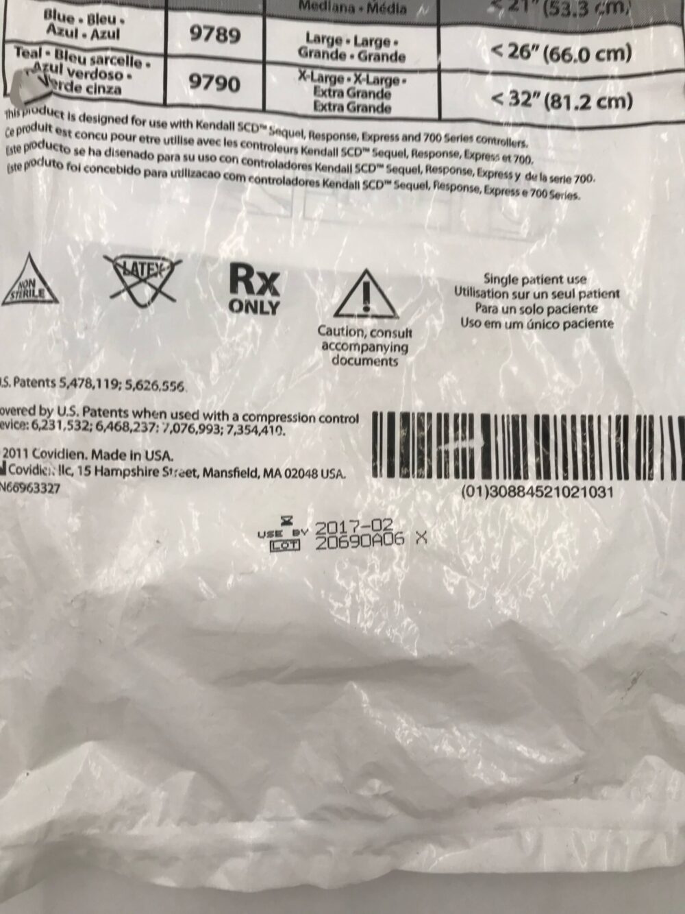 COVIDIEN 9529 Kendall SCD Express Sleeves, Knee Length, Med. (X) - GB ...