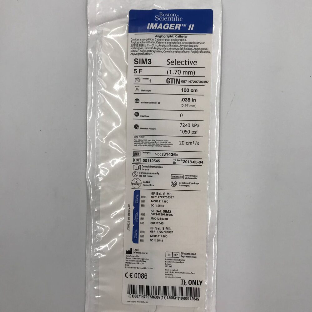 Boston Scientific 31436 Imager II Angiographic Catheter, SIM3 Selective ...