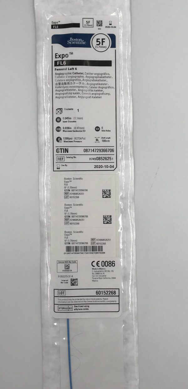 Boston Scientific 0852625 Expo FL6 Femoral Left 6 Angiographic Catheter ...