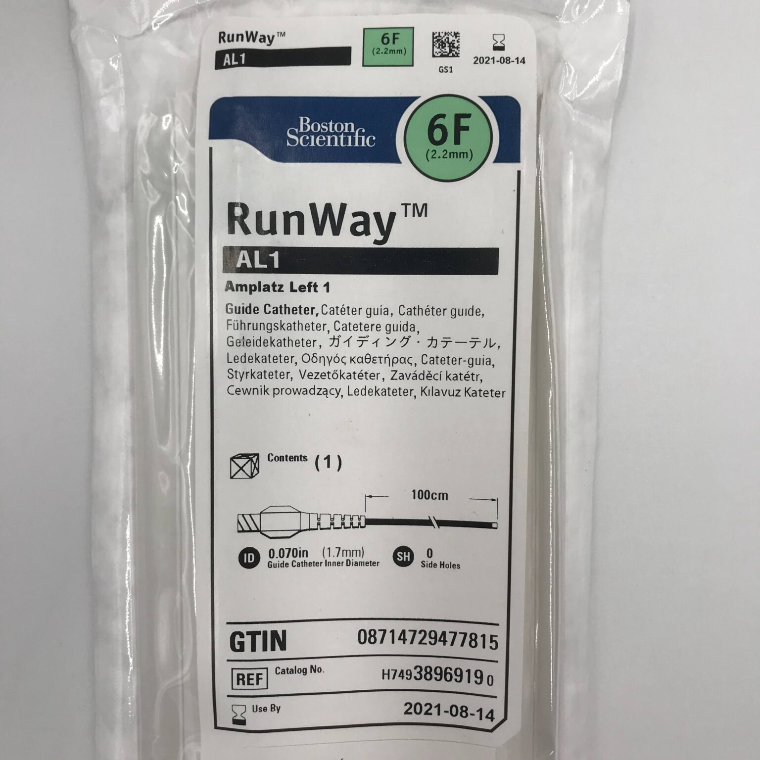 Boston Scientific 3896919 RunWay AL1 Amplatz Left 1 Guide Catheter 6F ...