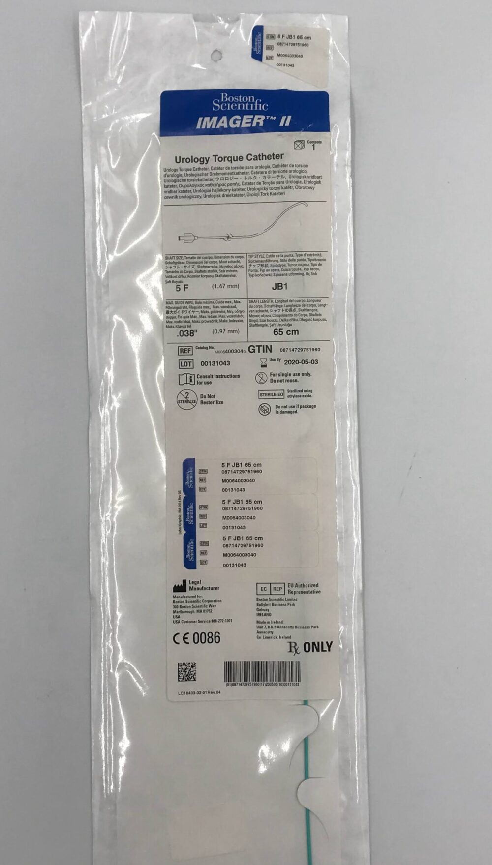 Boston Scientific 400304 Imager II Urology Torque Catheter JB1 5F x ...