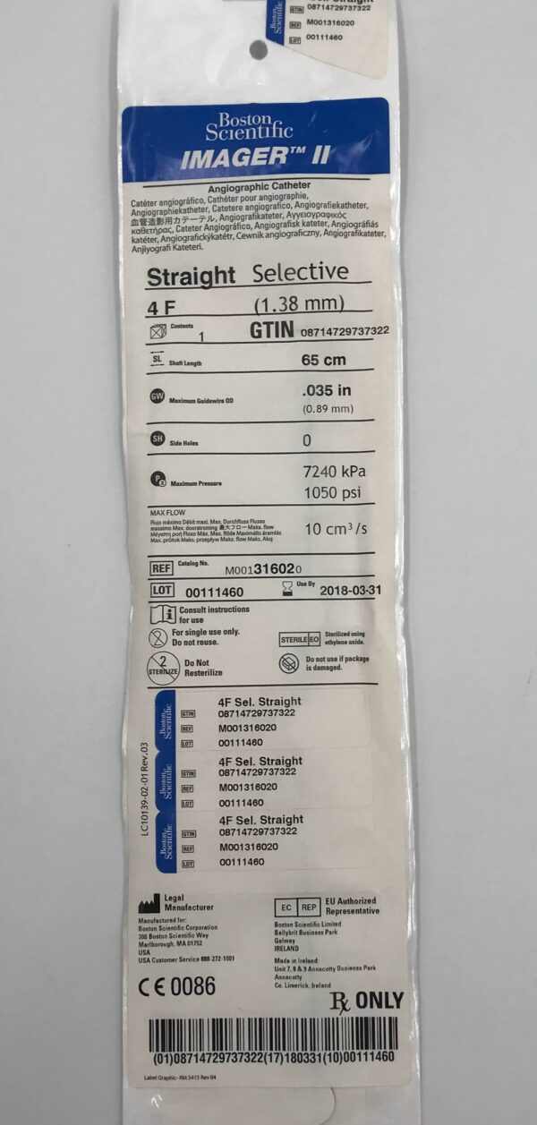 Boston Scientific 31602 Imager II Straight Selective Angiographic ...