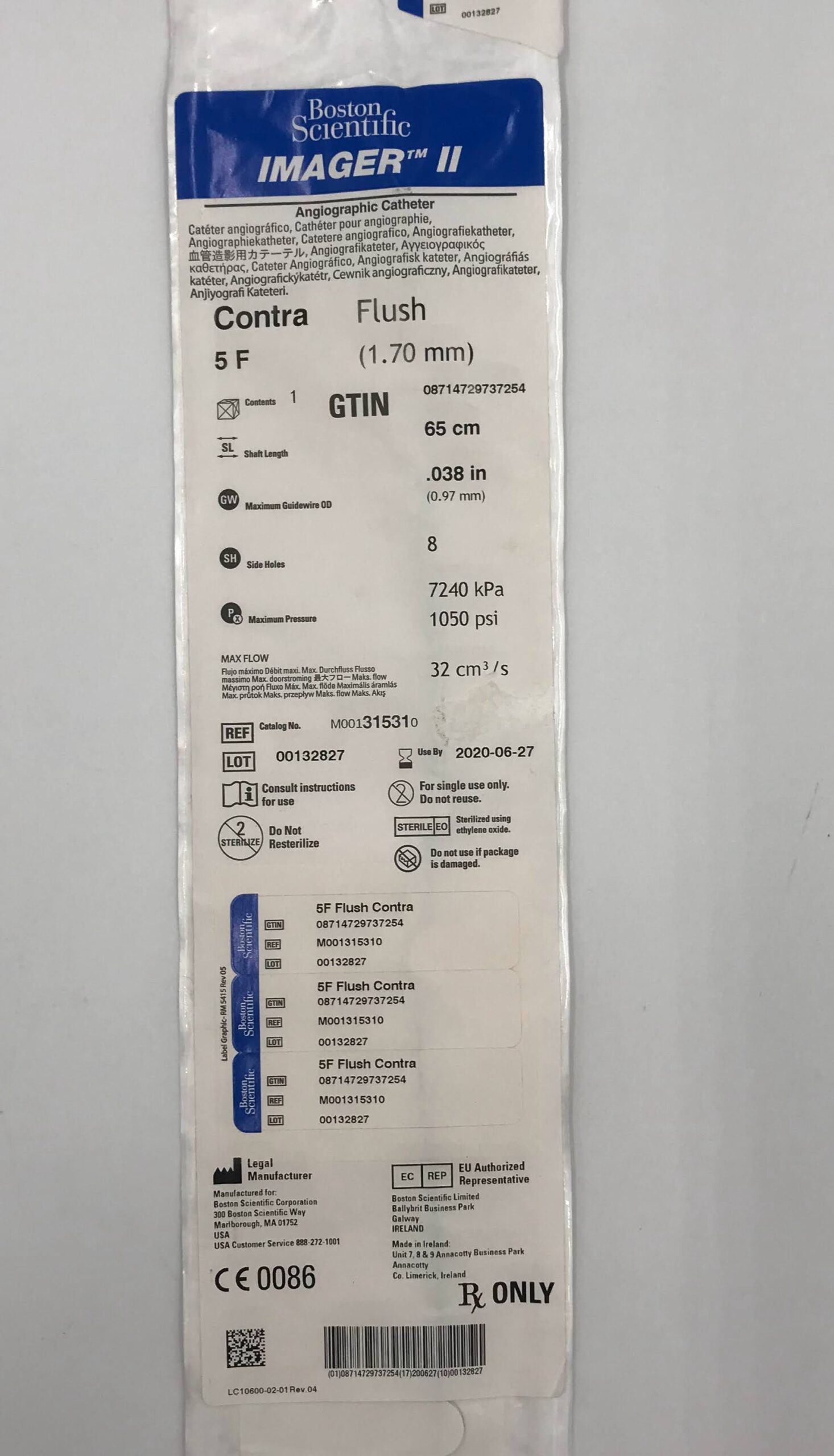 Boston Scientific 31531 Imager II Contra Flush Angiographic Catheter 5F ...