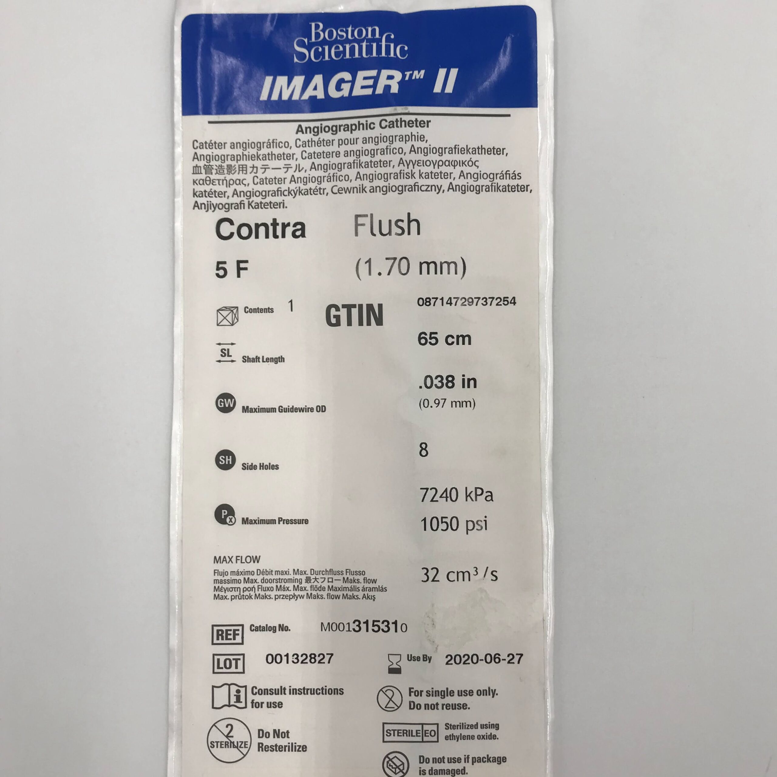 Boston Scientific 31531 Imager II Contra Flush Angiographic Catheter 5F ...