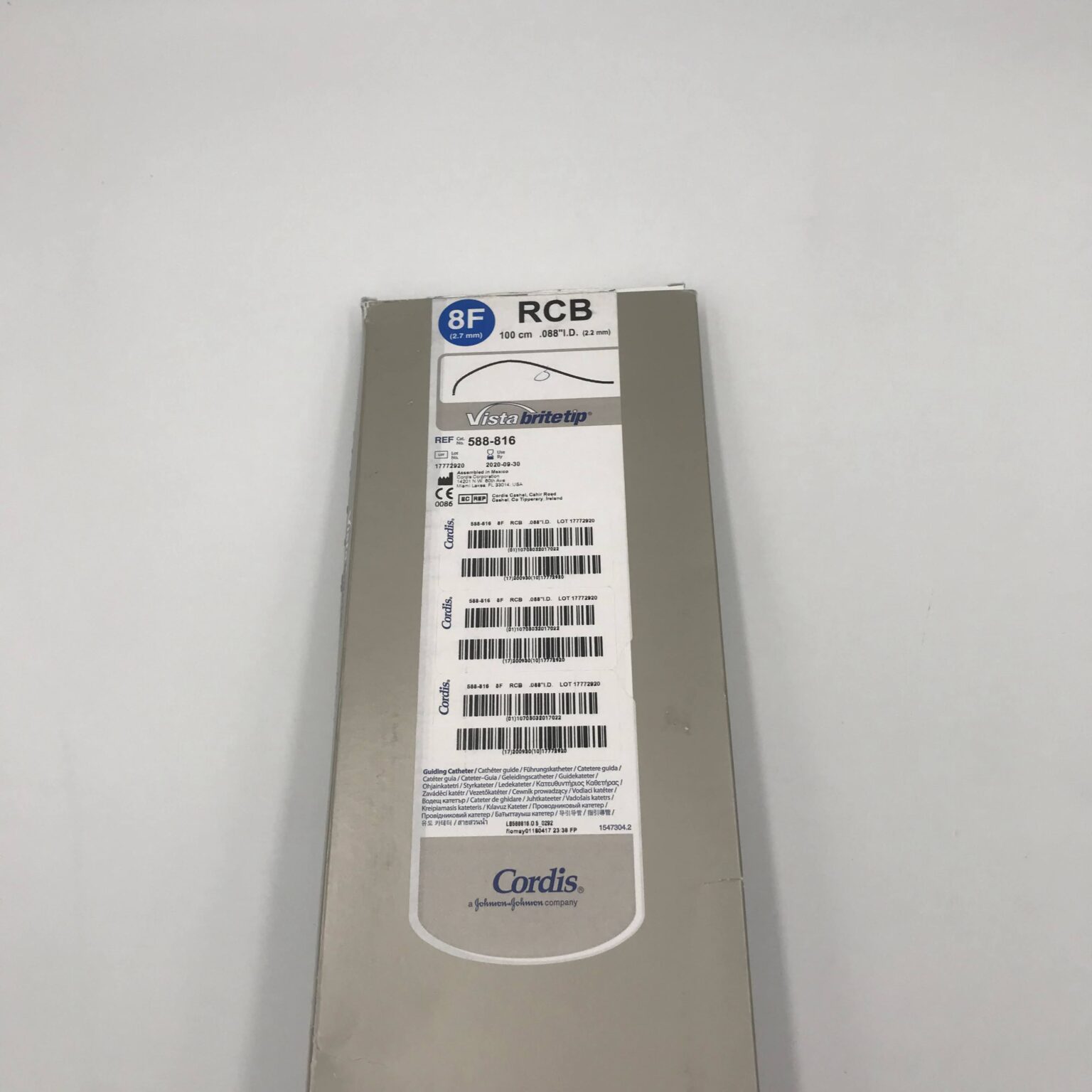 Cordis 588-816 Vista BriteTip™ RCB 8F Guiding catheter (X) – GB TECH USA