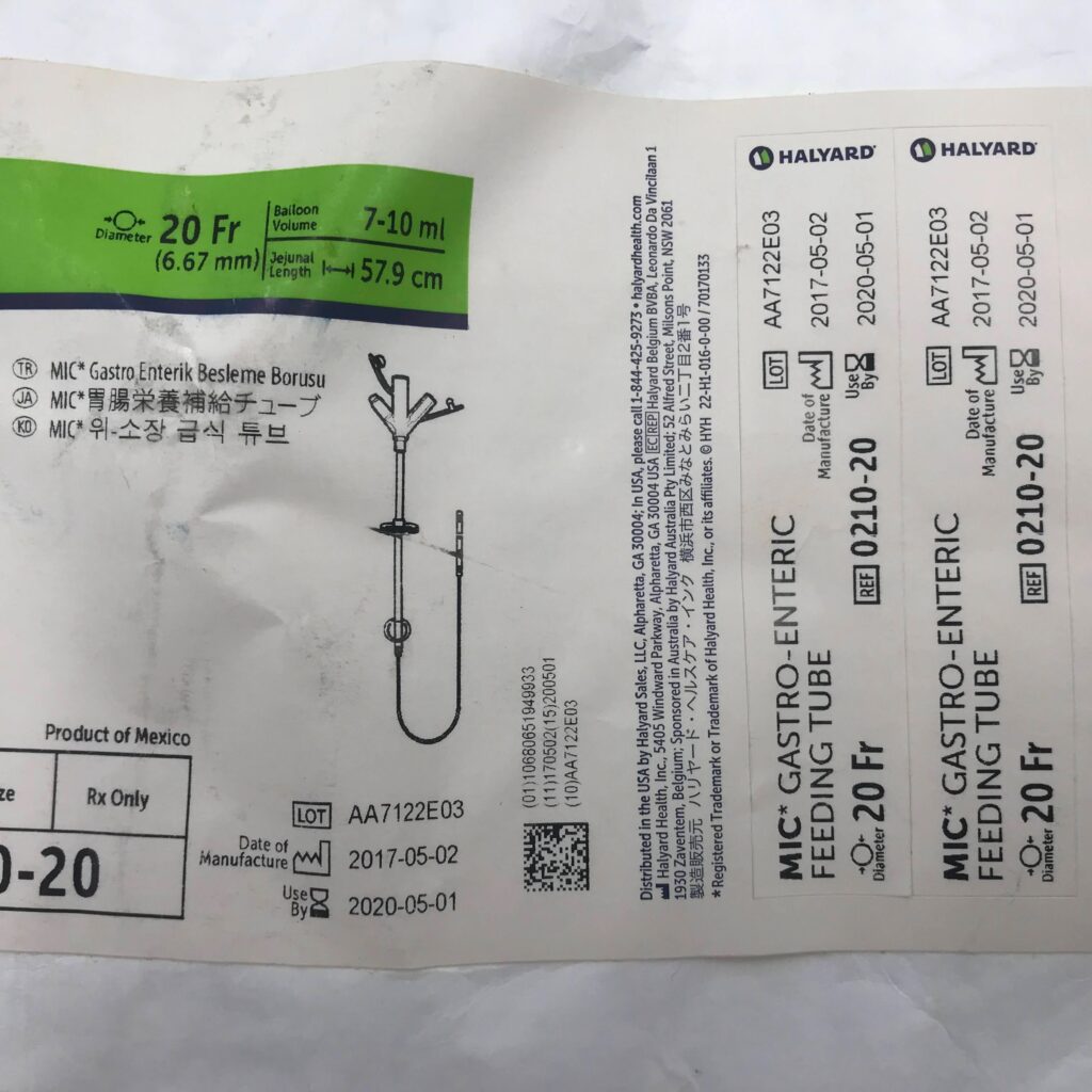 Halyard 0210-20 MIC Gastro-Enteric Feeding Tube 20Fr (x) - GB TECH USA