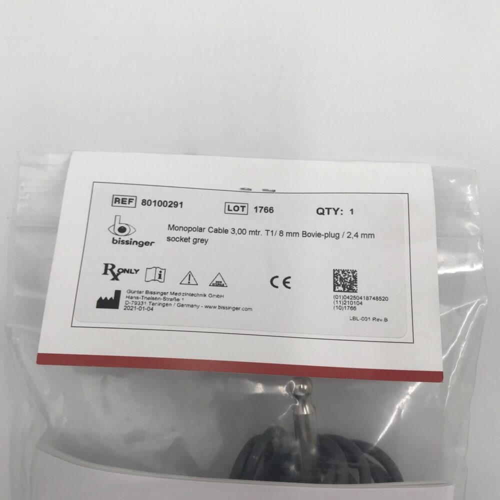 Bissinger 80100291 Monopolar Cable 3,00 mtr. T1/8mm Bovie-Plug /2,4mm ...