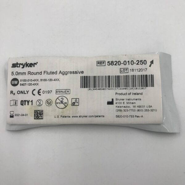 Stryker 5820-010-250 5.0mm Round Fluted Aggressive (X) - GB TECH USA