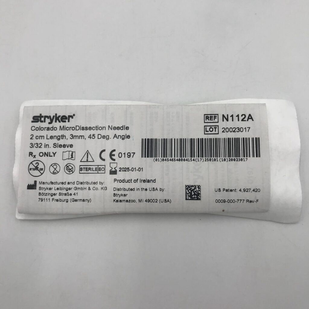 Stryker N112A Colorado MicroDissection Needle 2cm Length, 3mm, 45 Deg ...