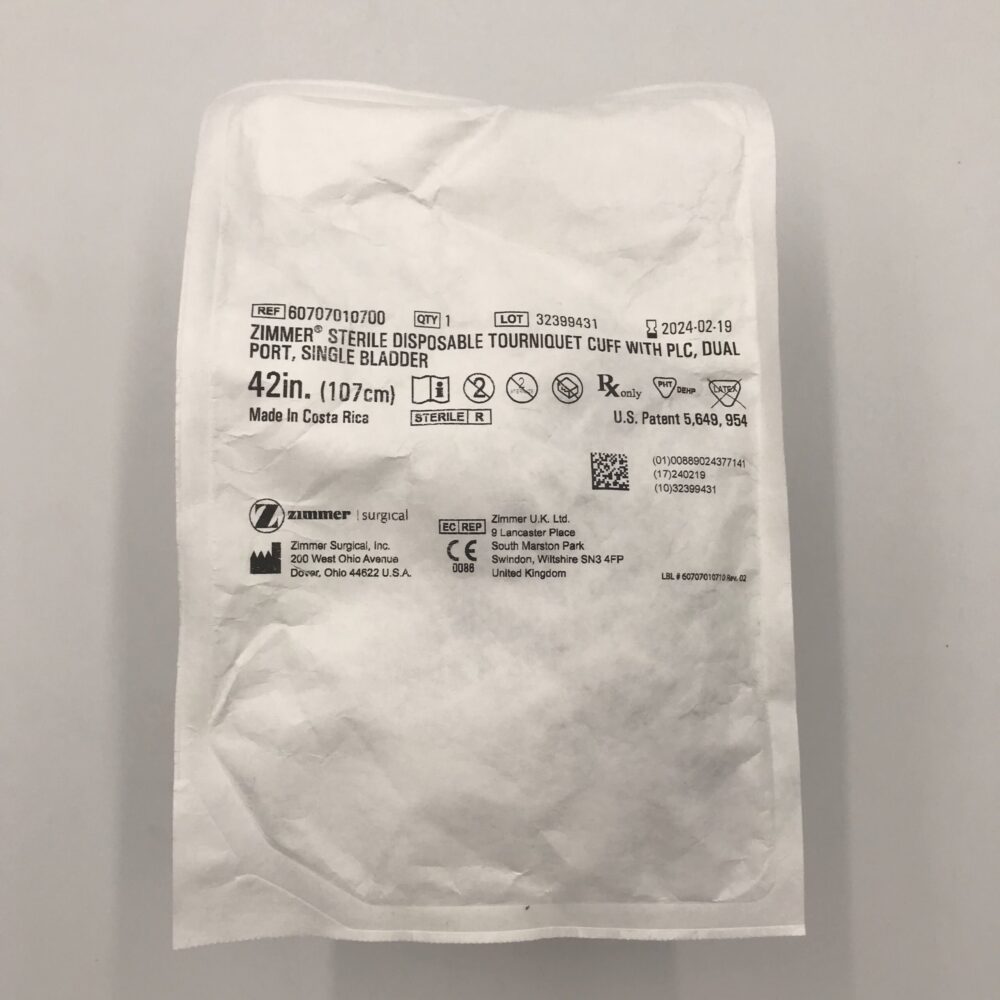 Zimmer 60707010700 Sterile Disposable Tourniquet Cuff with PLC, Dual ...