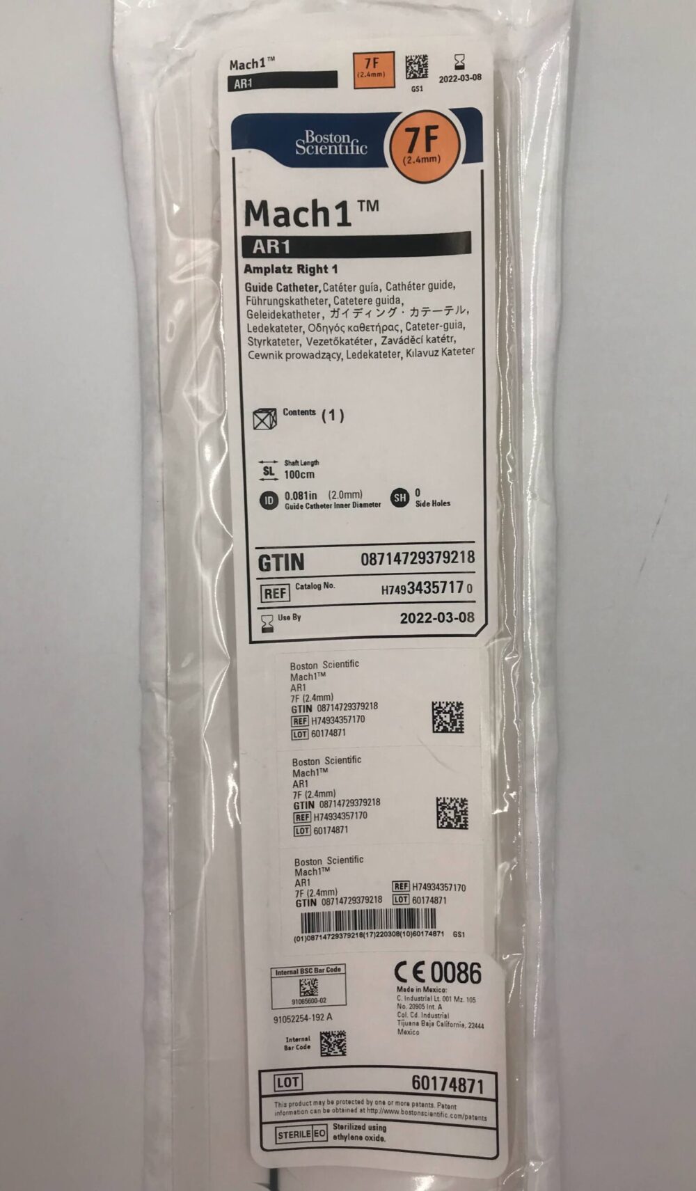 Boston Scientific 3435717 Mach1 AR1 Amplatz Right 1 Guide Catheter (x ...