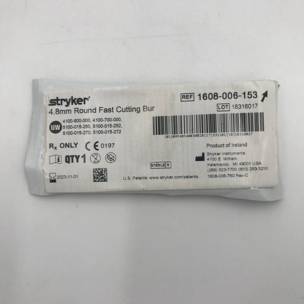 STRYKER 1608-006-153 Round Fast Cutting Bur 4.8mm (X) - GB TECH USA