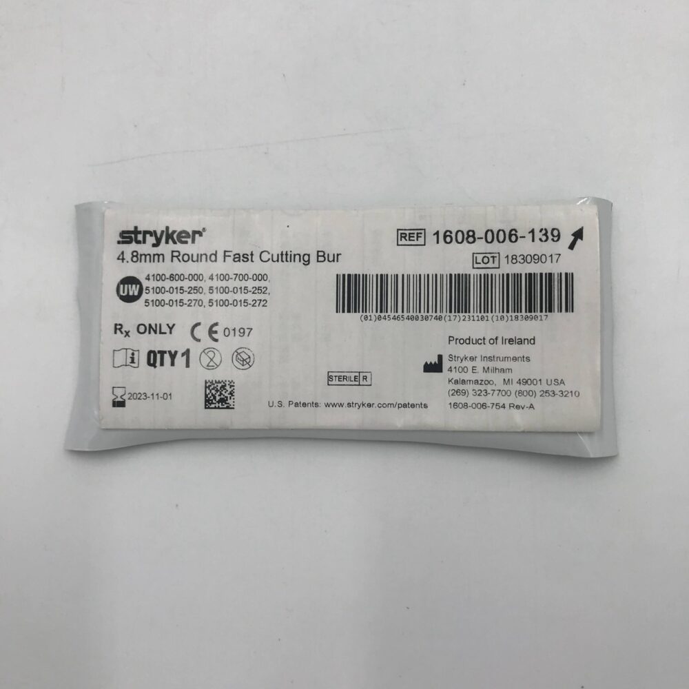STRYKER 1608-006-139 Round Fast Cutting Bur 4.8mm(X) - GB TECH USA