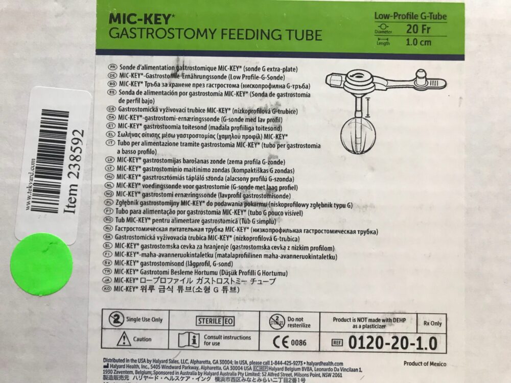 Halyard 0120-20-1.0 MIC-KEY Gastrostomy Feeding Tube 20Fr (x) - GB TECH USA