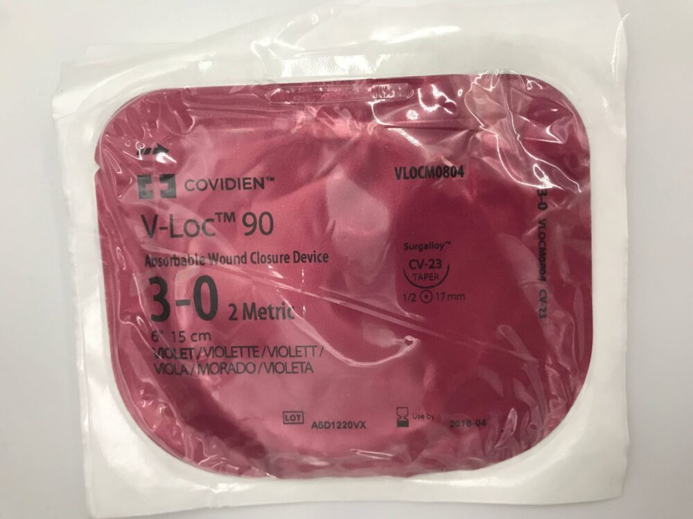 COVIDIEN VL0CM0804 V-Loc 90 Absorbable Wound Closure Device 3-0 Violet ...