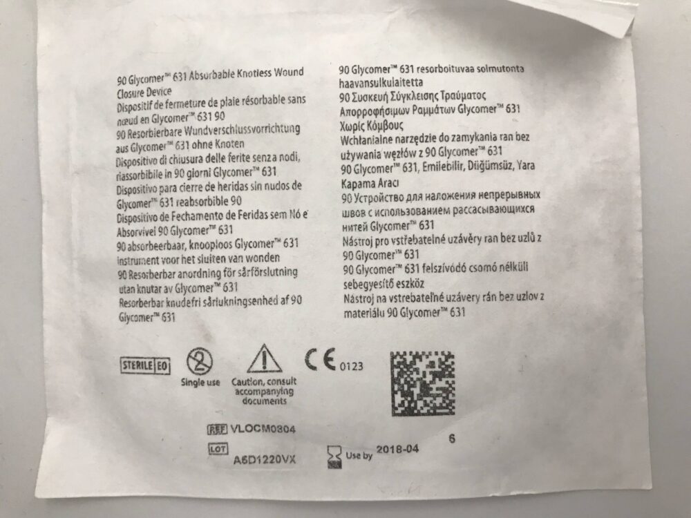 COVIDIEN VL0CM0804 V-Loc 90 Absorbable Wound Closure Device 3-0 Violet ...