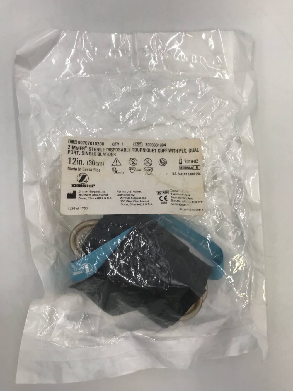 Zimmer 60707010200 Disposable Tourniquet Cuff w/ PLC, Dual Port, Single ...