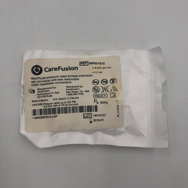 CAREFUSION MP5315-C MaxPlus Pressure Rated Bi-Fuse Extension Set ≈8 ...